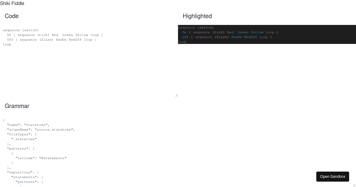 React Shiki Textmate Grammar Fiddle Poc Codesandbox