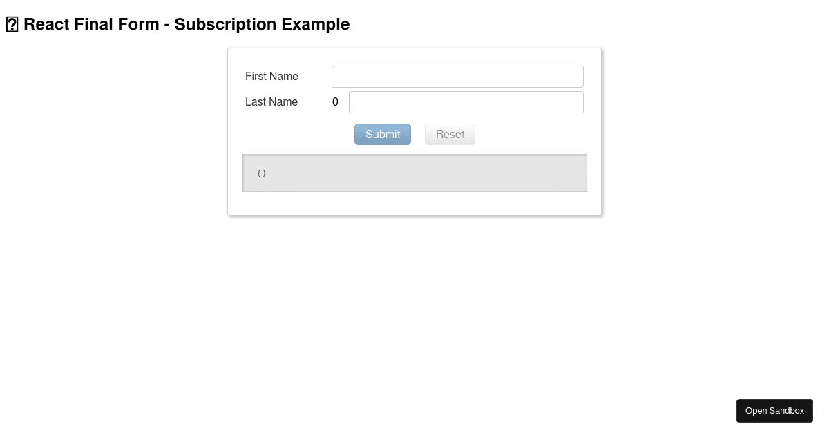 🏁 React Final Form - Subscription Example - Codesandbox