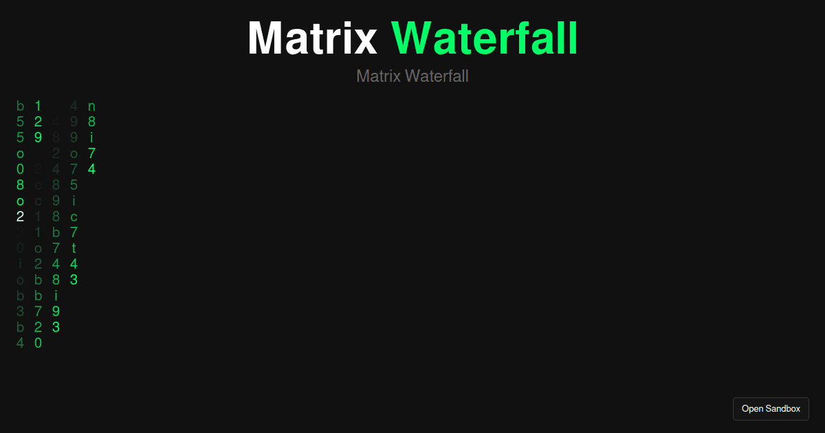 Matrix Waterfall - Codesandbox