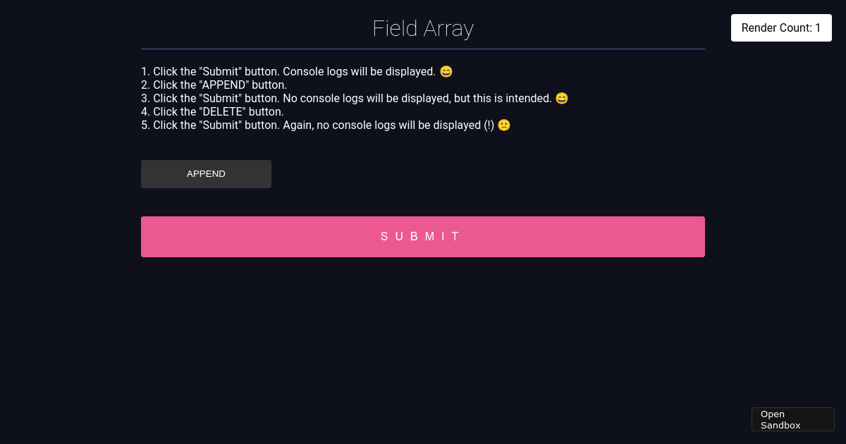 React Hook Form Usefieldarray Forked Codesandbox