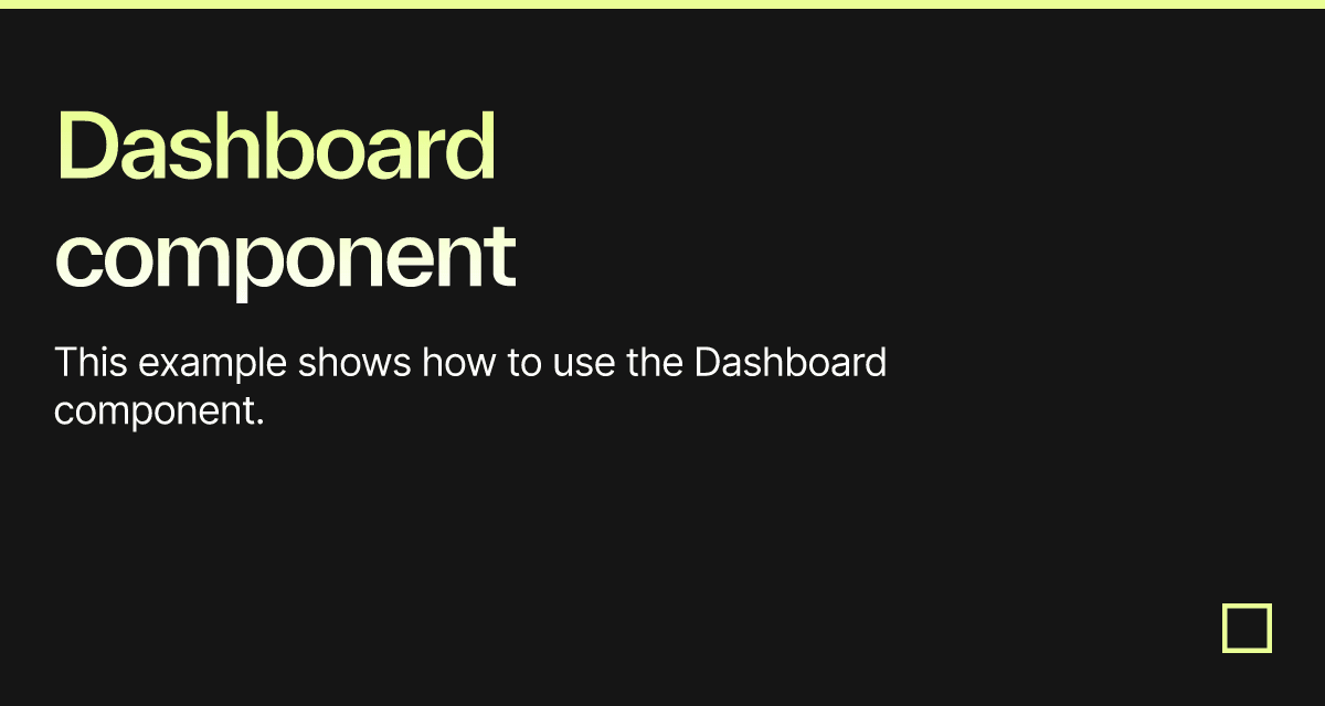 Dashboard component - Codesandbox
