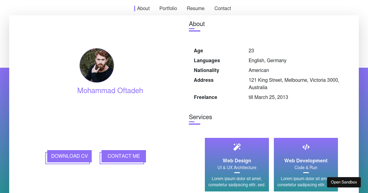 oftadeh-portfolio - Codesandbox