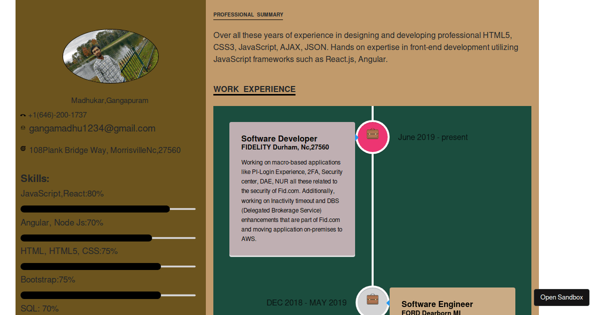 React-bootstrap-Resume (forked) - Codesandbox