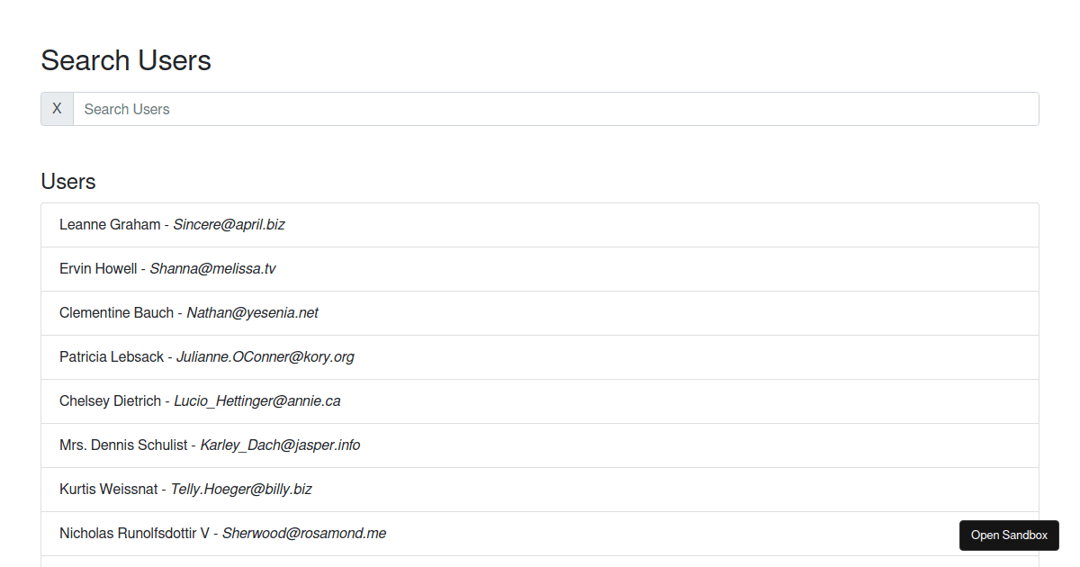 UserPanel Evaluation - Codesandbox