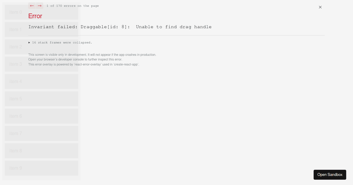 vertical list - Codesandbox