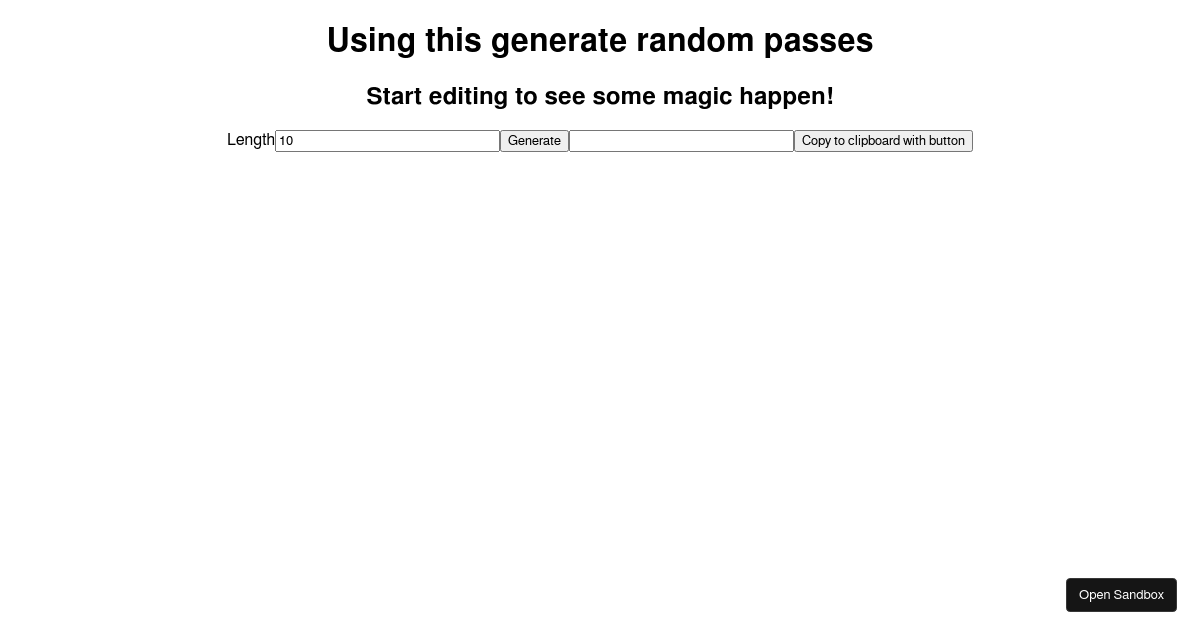 React Custom Len Random String Copy Codesandbox