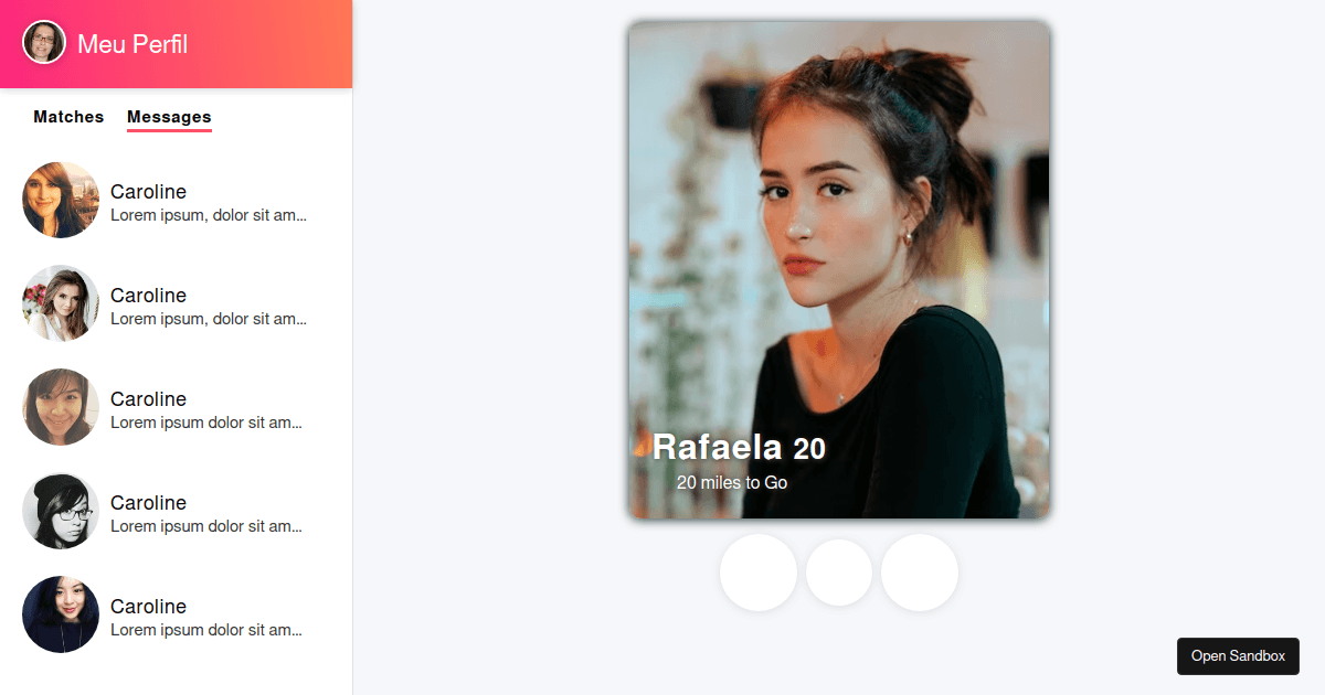 Tinder Clone - Codesandbox