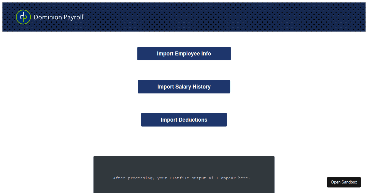 Dominion Payroll - Codesandbox