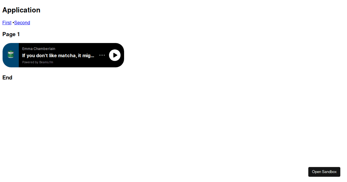 Beams Embed React Example Codesandbox