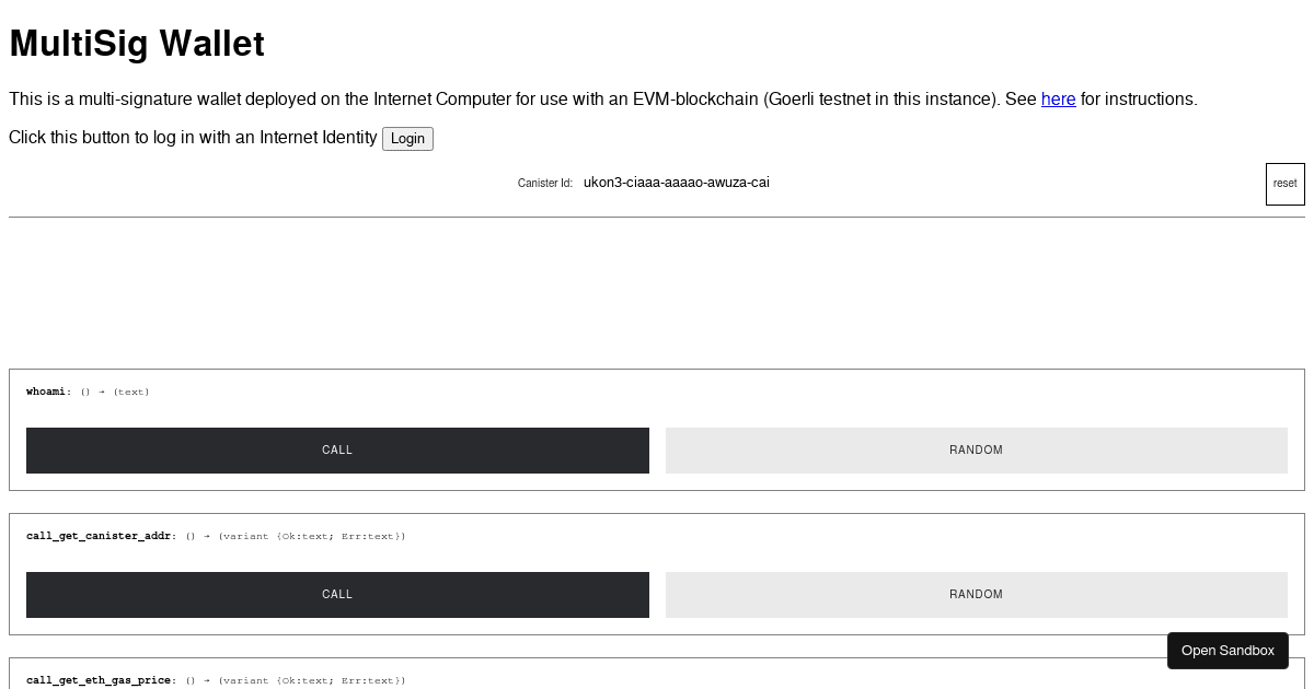 IC MultiSig Wallet - Codesandbox