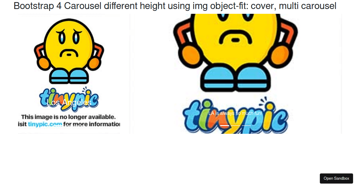 Bootstrap 4 Carousel Different Height Using Img Object Fit Cover Multi Carousel Codesandbox