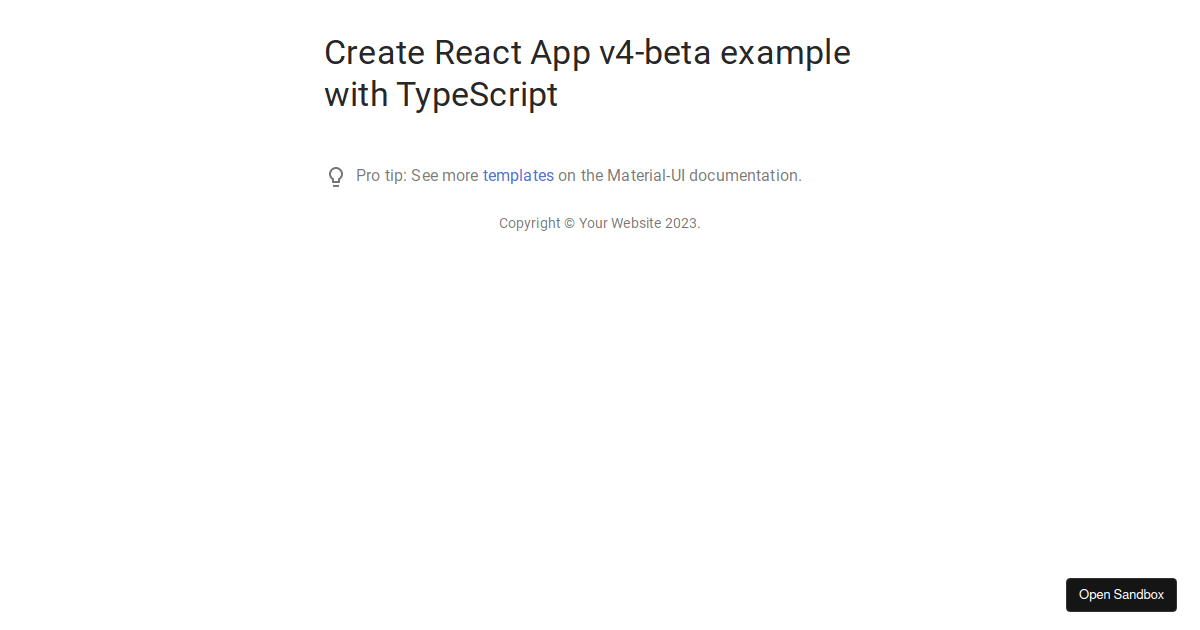 Create React App With Typescript Codesandbox