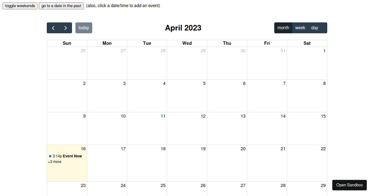 Fullcalendar V5 React Forked Codesandbox