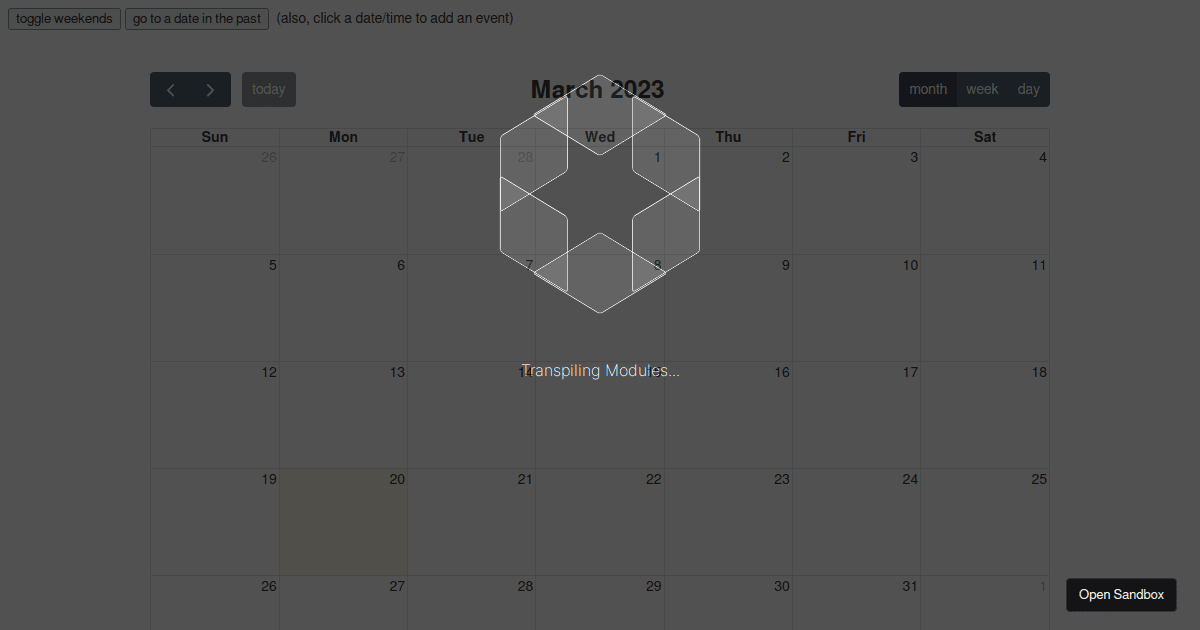 Fullcalendar V4 React Forked Codesandbox