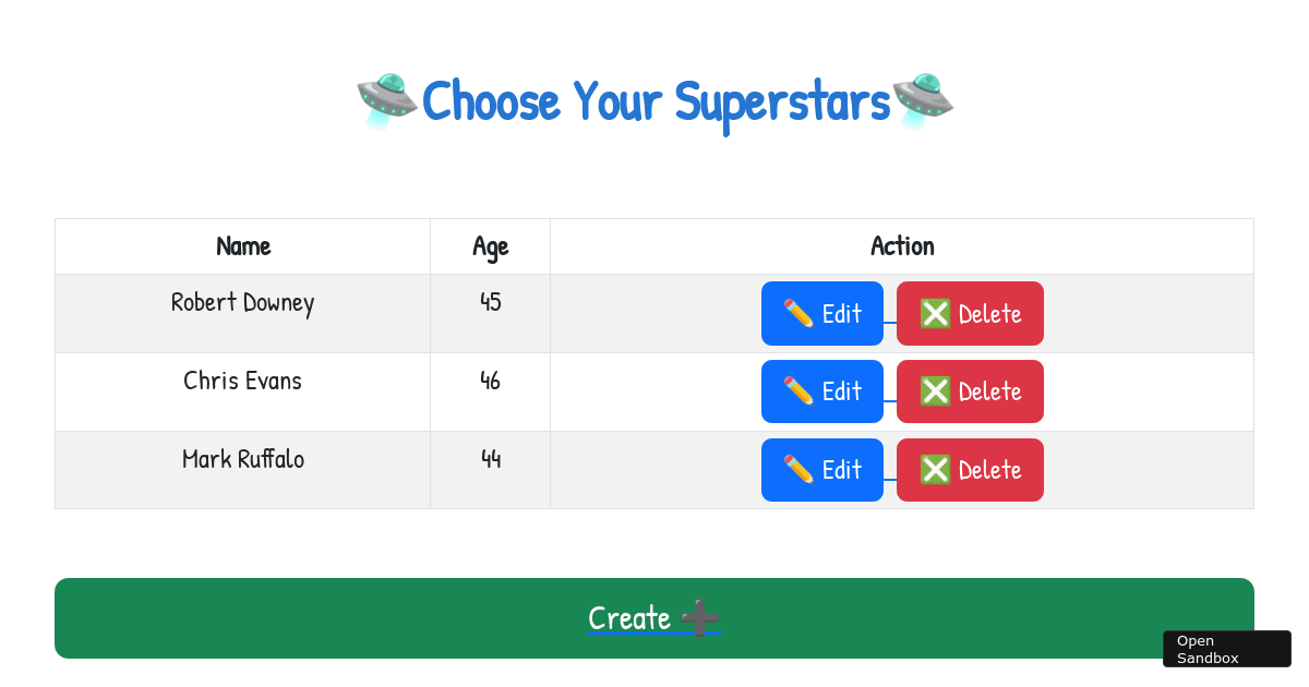 CRUD - Codesandbox