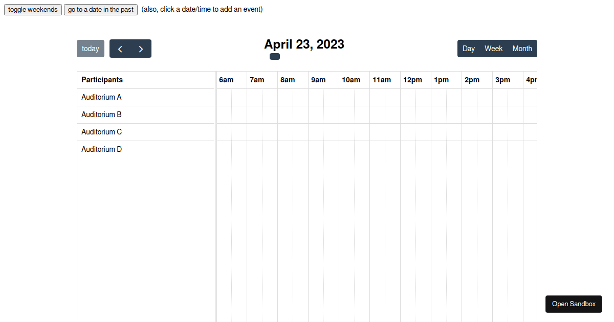 FullCalendar Scheduler Resources - Codesandbox