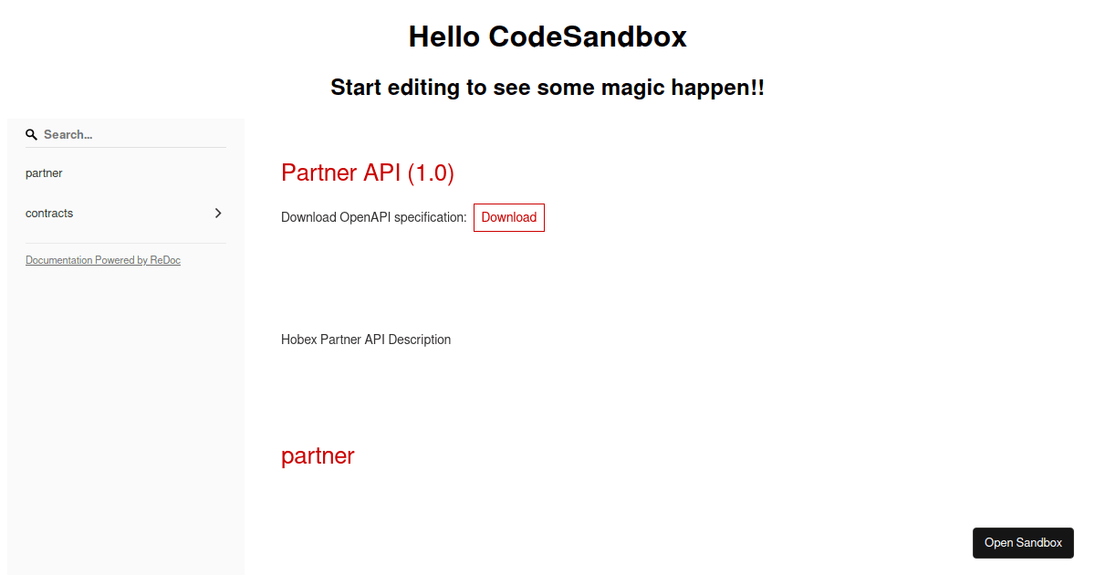 React Redoc Example Forked Codesandbox