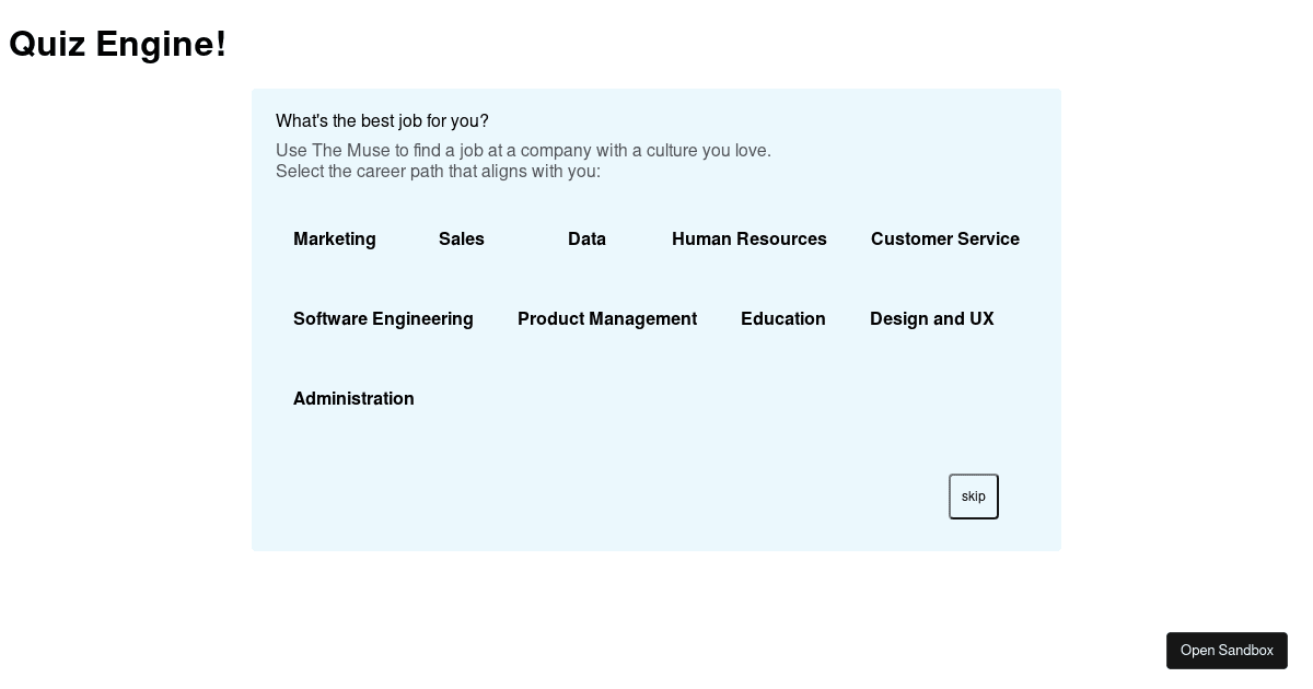 Quiz Engine - Codesandbox