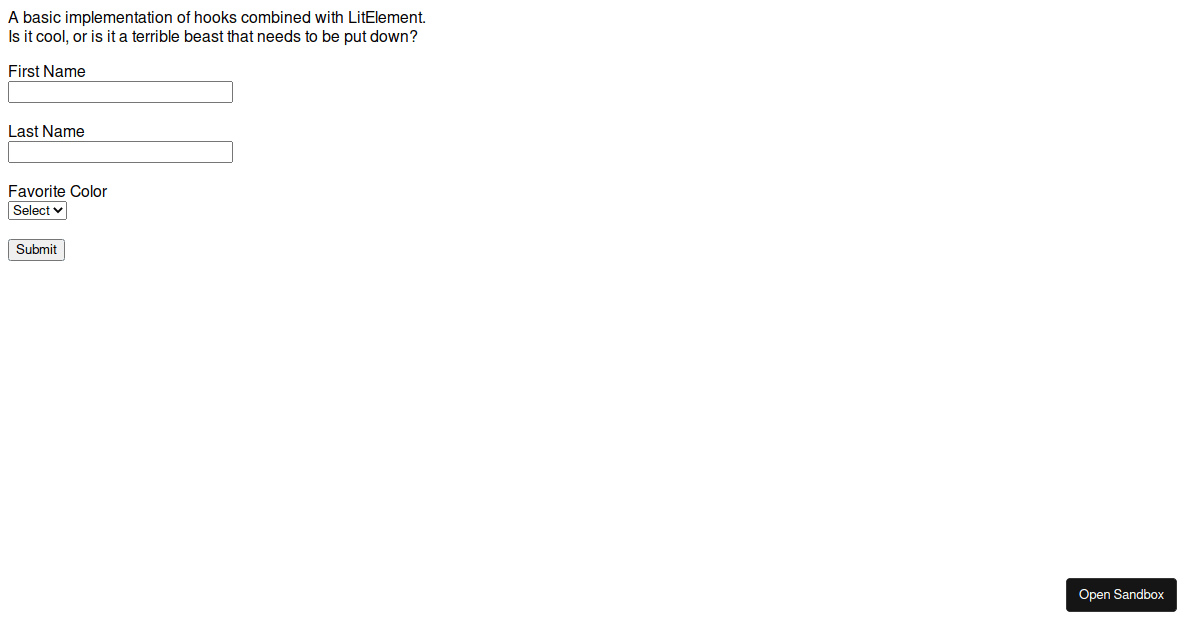 LitElement w/ Hooks - Codesandbox