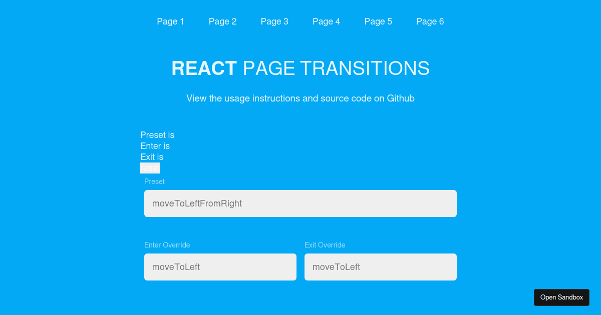 Advanced React Page Transition Demo Forked Codesandbox