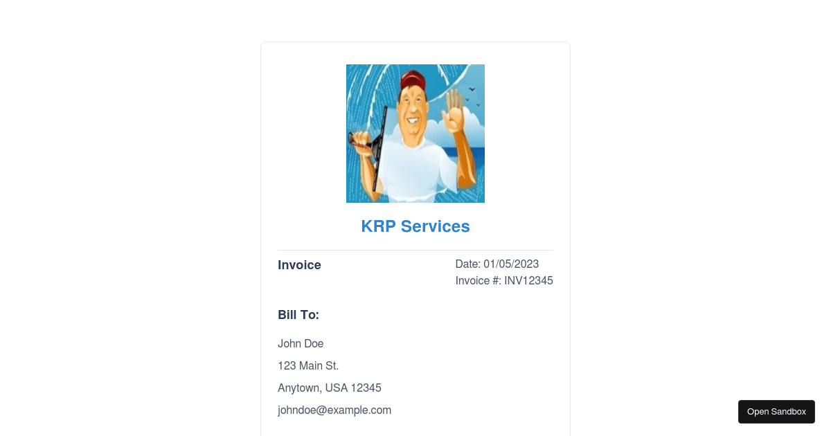 Invoice to PDF - Codesandbox