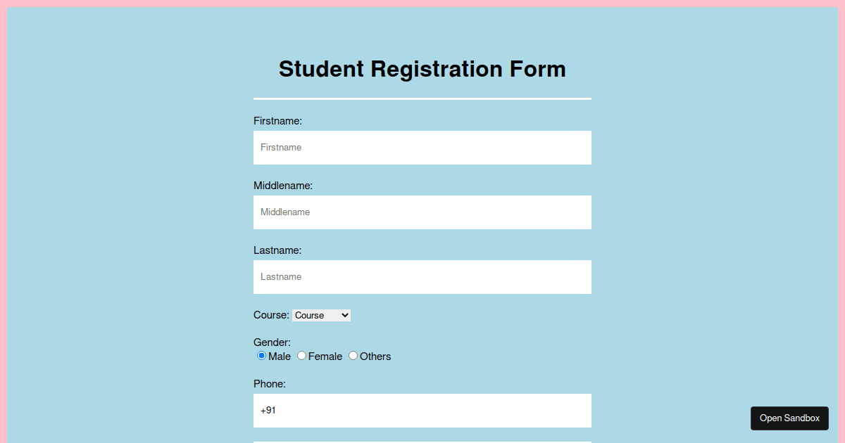 #student REG - Codesandbox