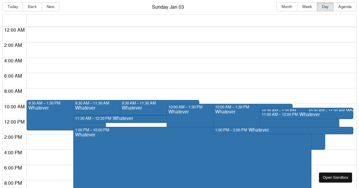 React Big Calendar Example No Overlap Forked Codesandbox