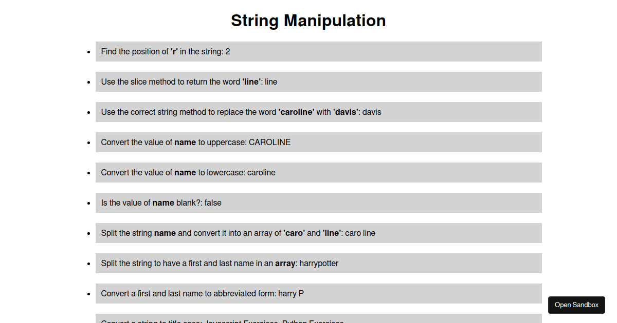 String-Manipulation - Codesandbox