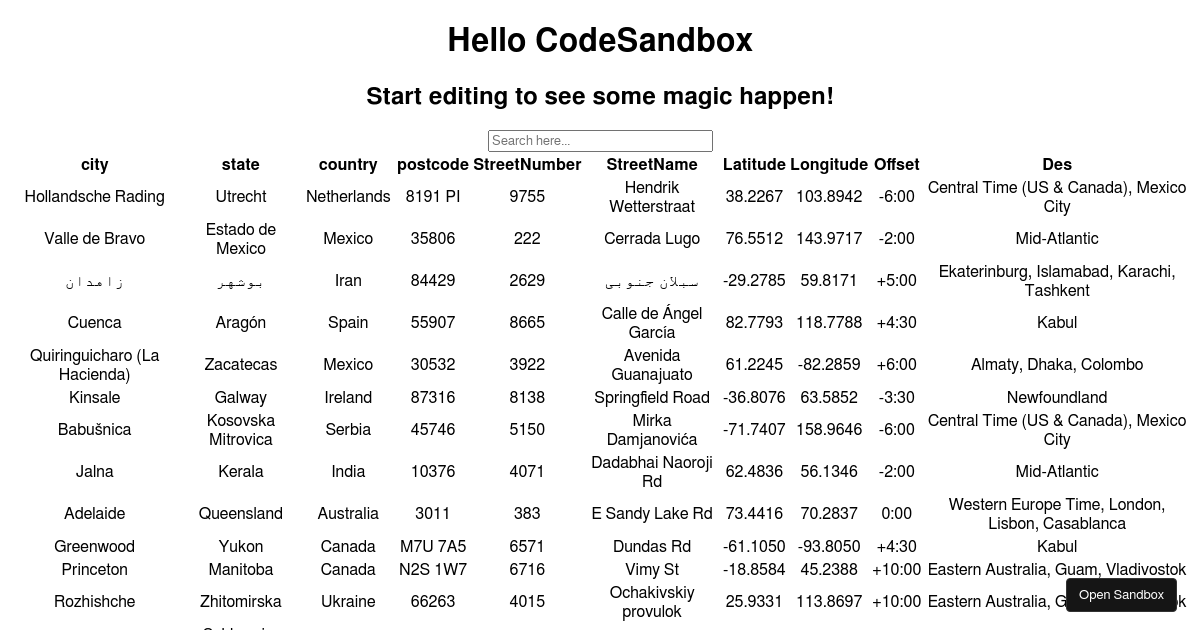 Coding Interview Codesandbox