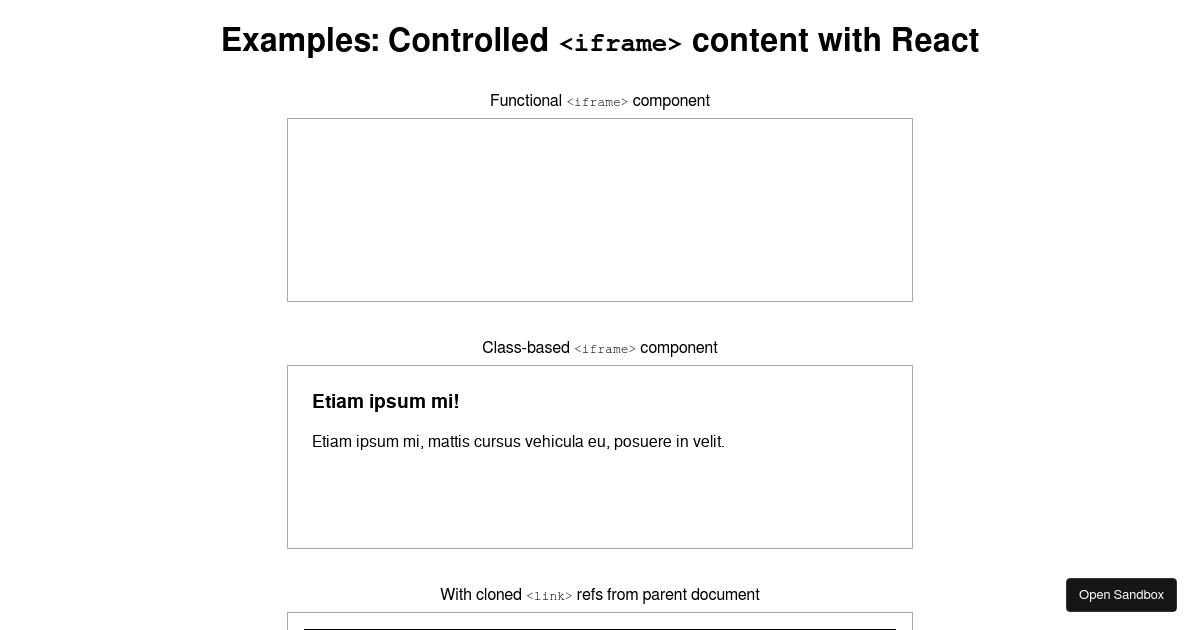 React Iframe Examples Forked Codesandbox 