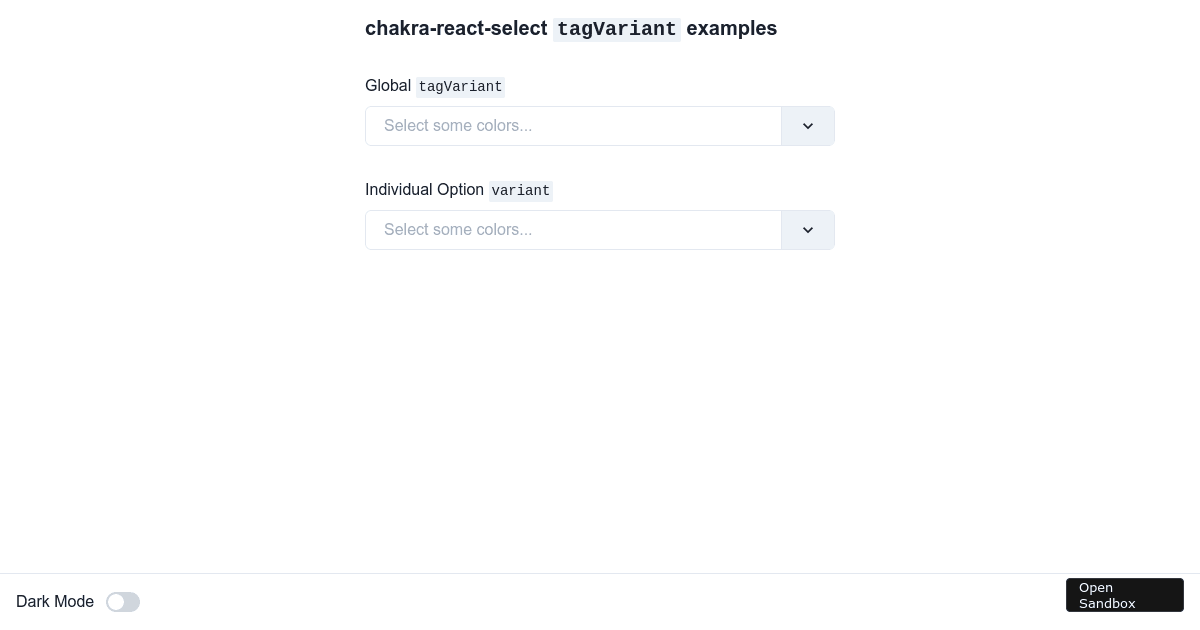 Chakra React Select Tag Variants Codesandbox