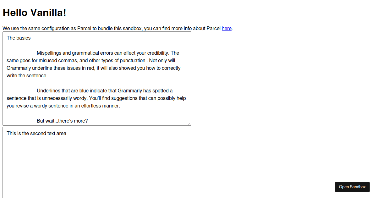 Editor Config examples: bundled JS - web component (forked) - Codesandbox