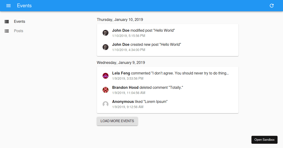 timeline - Codesandbox