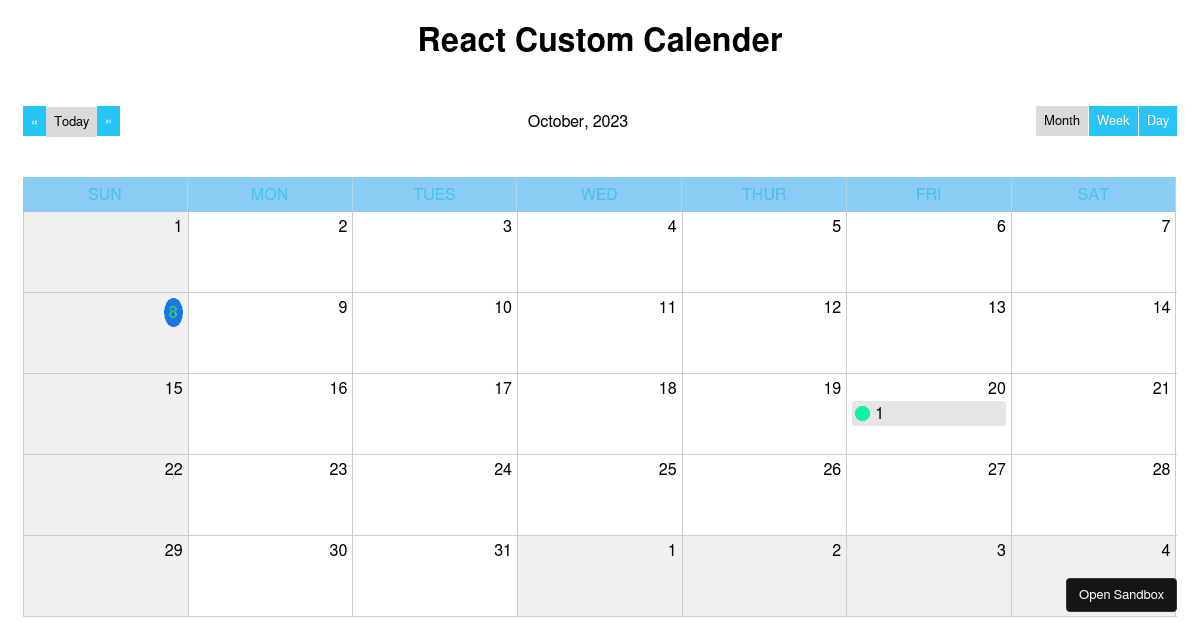 react-custom-calender (forked) - Codesandbox