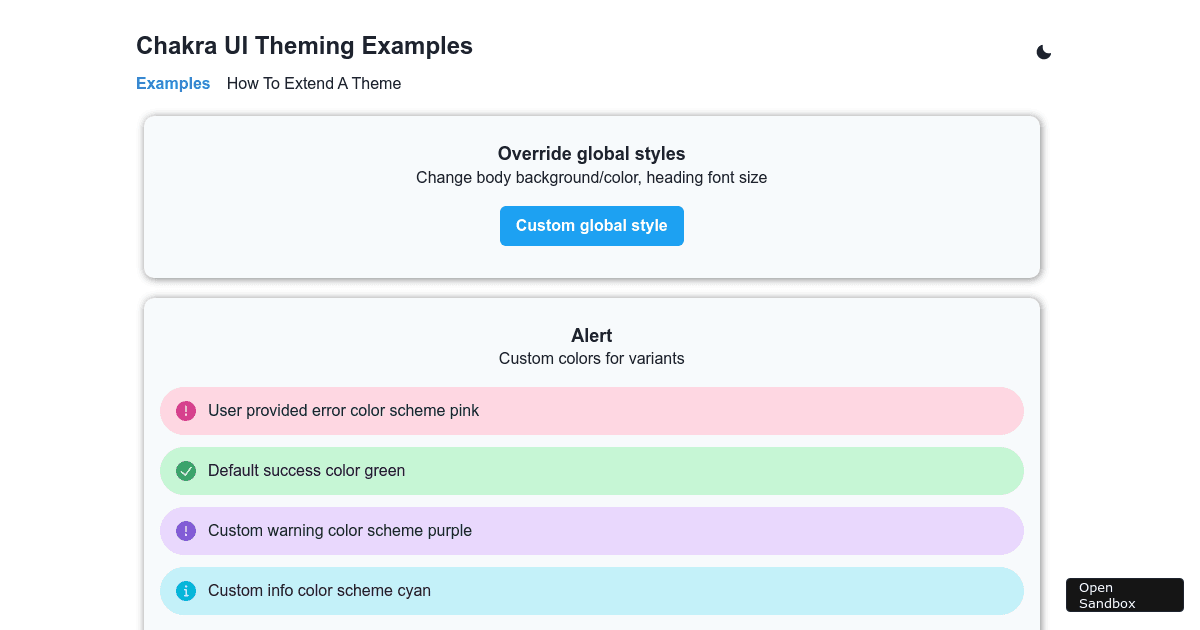 Chakra-UI Theme extension - Codesandbox