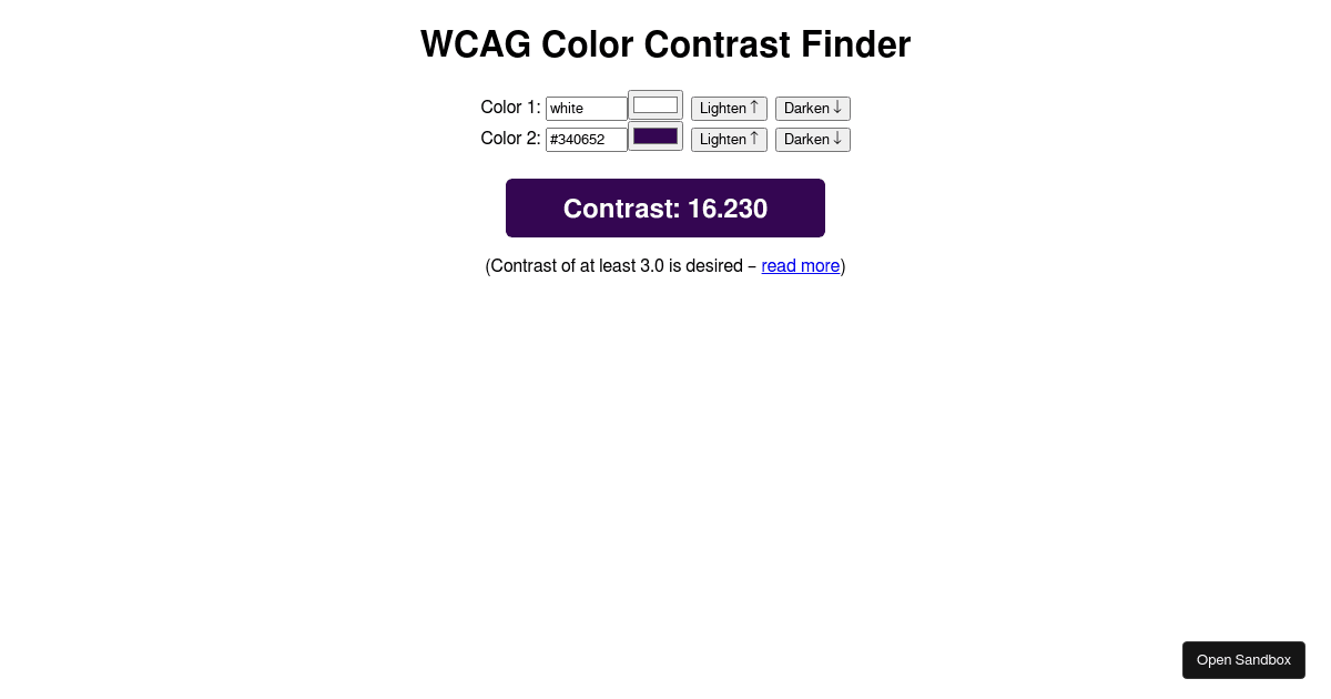wcag-color-contrast-finder - Codesandbox