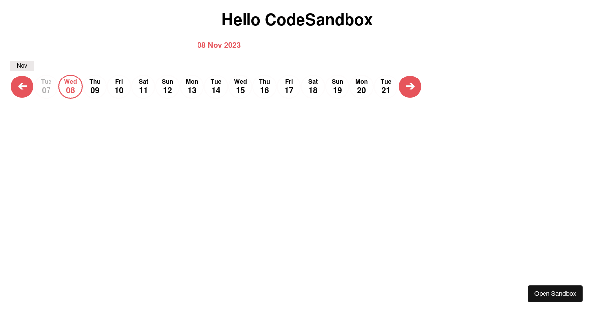 react date picker (forked) - Codesandbox
