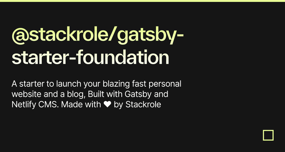 @stackrole/gatsby-starter-foundation - Codesandbox
