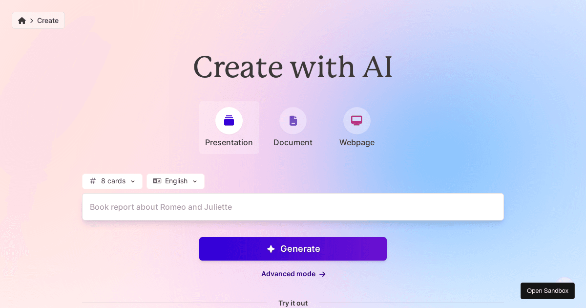 Generate flow Section 10A - Codesandbox