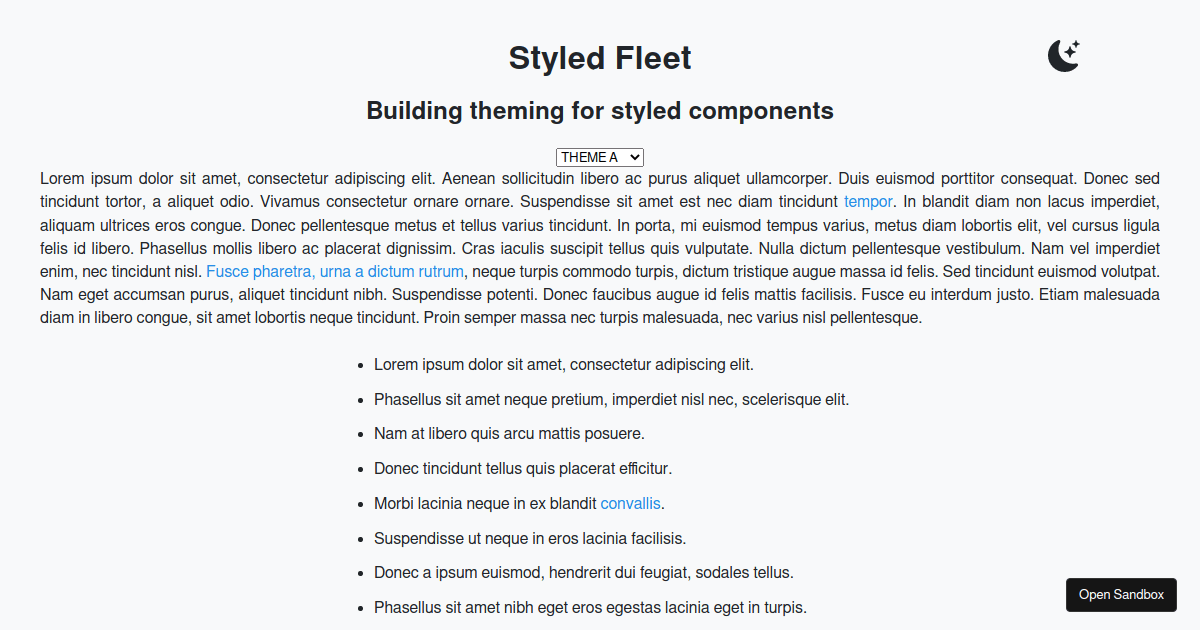 styled-fleet javascript example - Codesandbox
