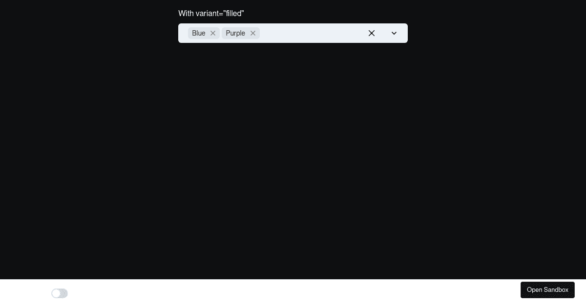 chakra-react-select artificial dark theme - Codesandbox