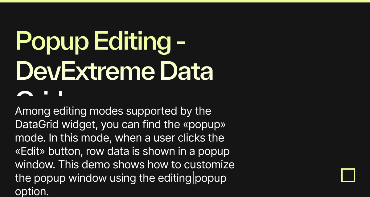 Popup Editing - DevExtreme Data Grid - Codesandbox