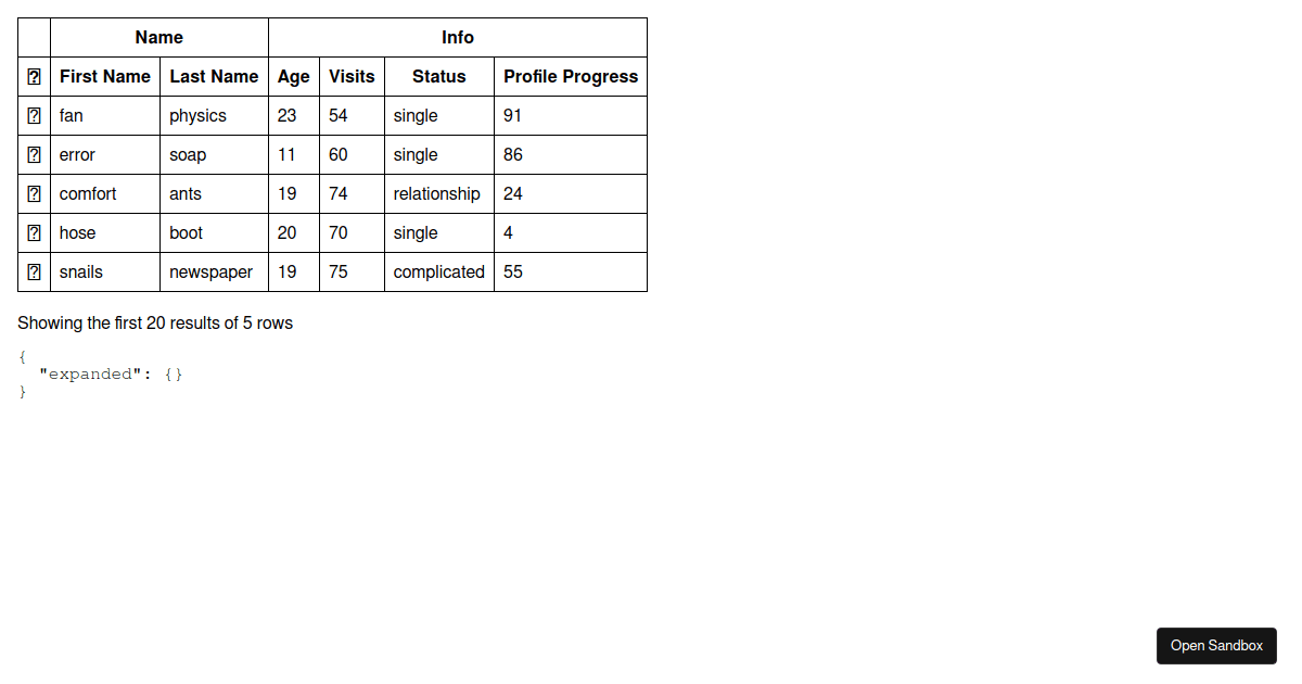 react-table (forked) - Codesandbox