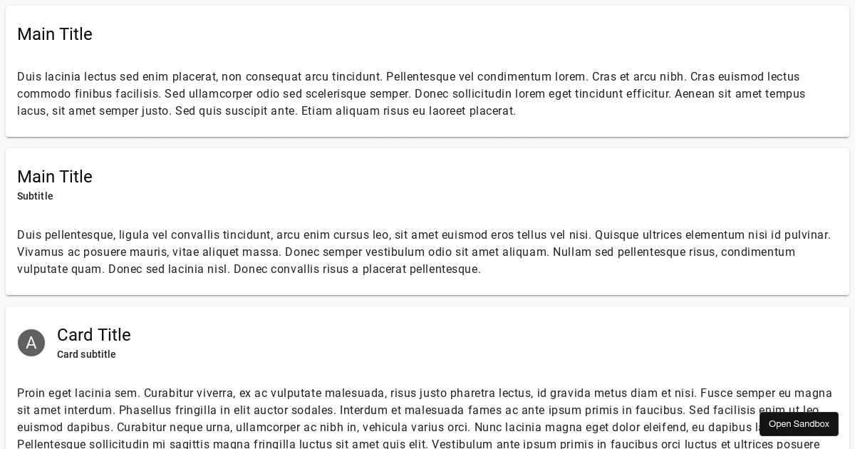 Card Example - Simple Example - Codesandbox