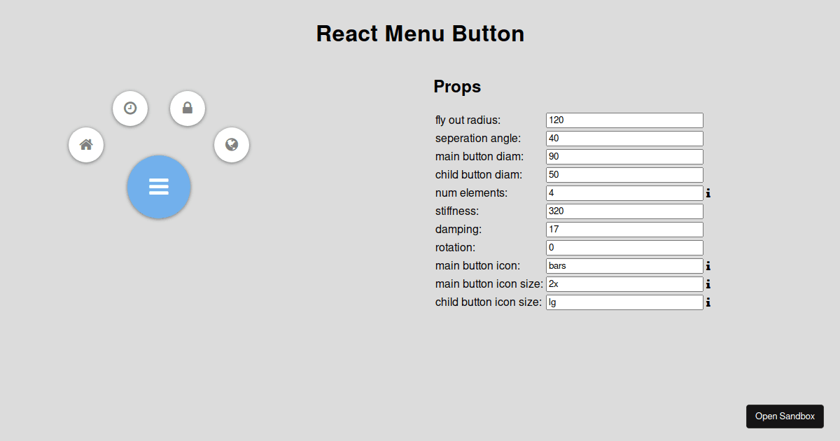 React Functioning Circle Menu Codesandbox