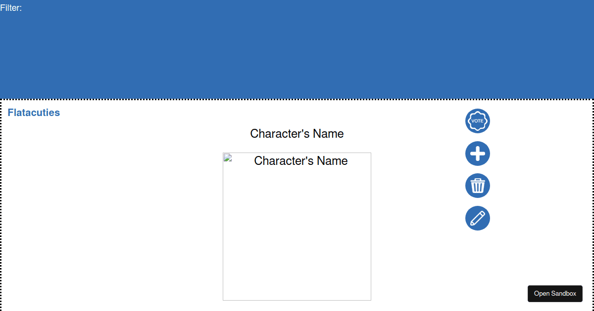 Flatacuties code challenge Webpage - Codesandbox