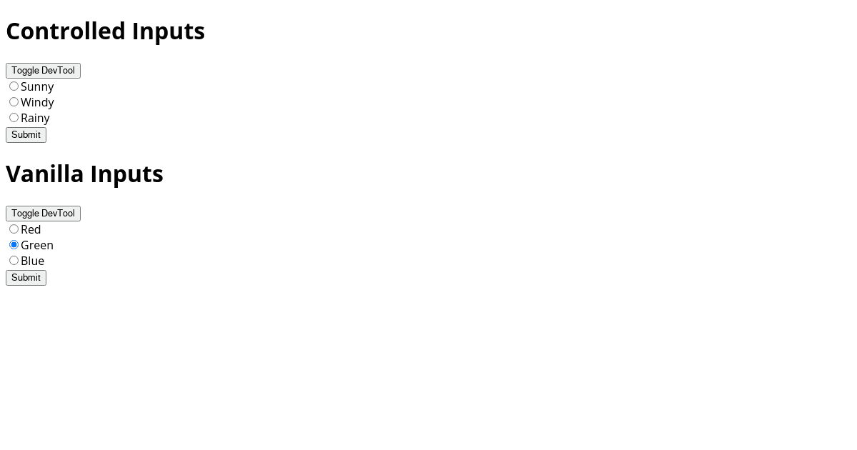 RHF input:radio default value - Codesandbox
