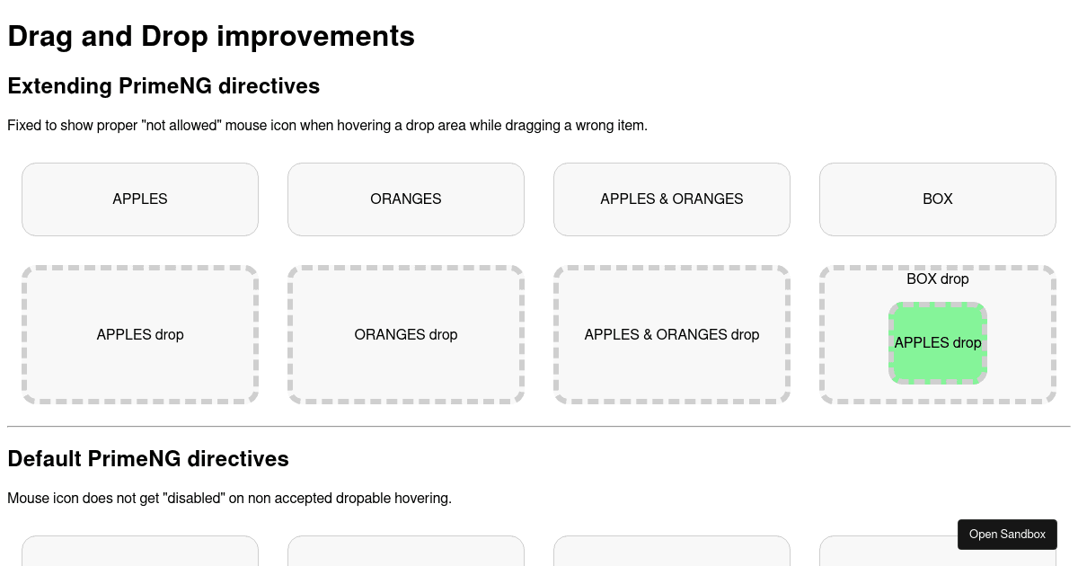 Angular + PrimeNG custom Drag and Drop (forked) - Codesandbox