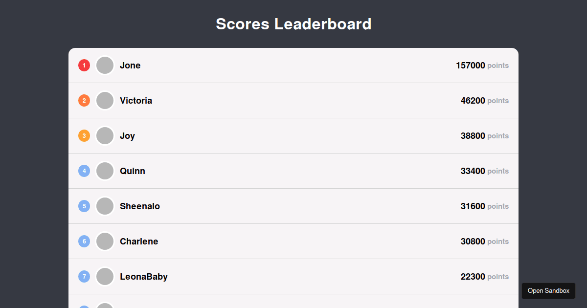 scores-leaderboard - Codesandbox