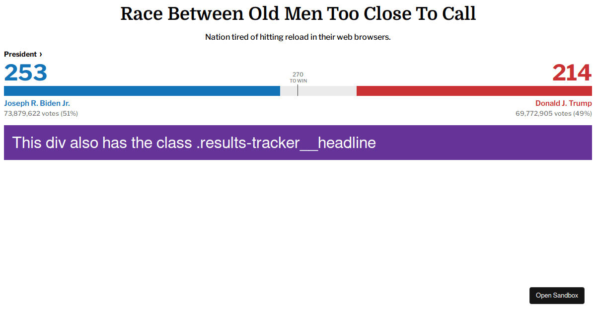 Election Results Tracker - Scoped Styles - Codesandbox